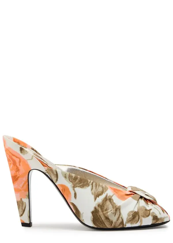 Chloé Suzie 110 Floral Peep-toe Mules - Orange