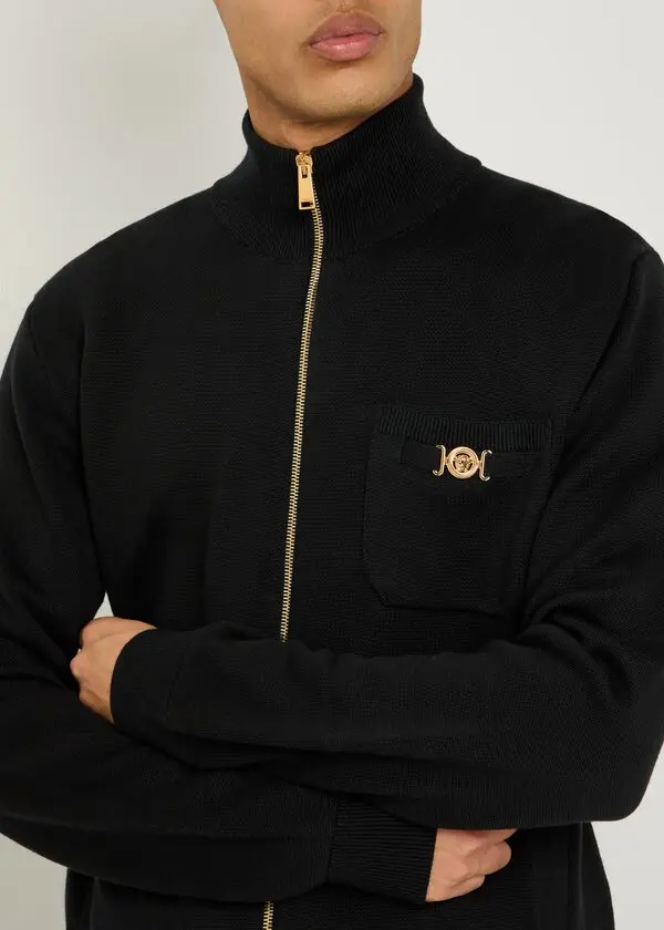 Versace Zip-through Cotton And Cashmere-blend Jumper