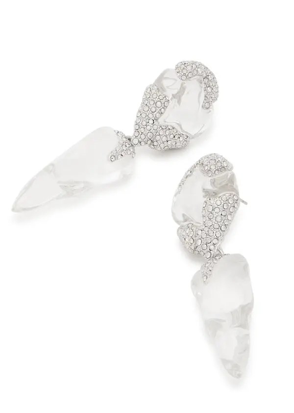 Alexis Bittar Lake Lucite Pavé Rhodium-plated Drop Earrings