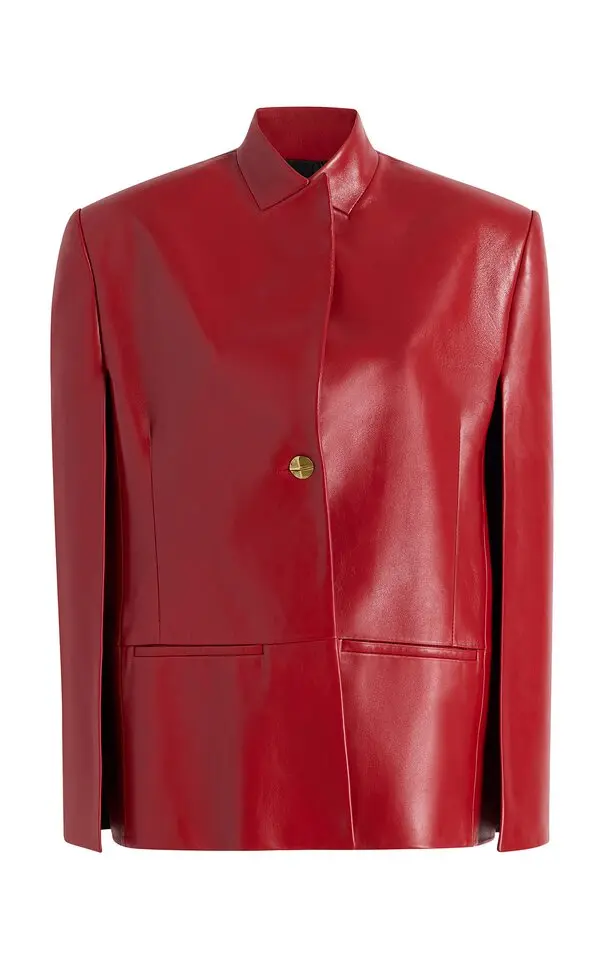 Khaite Dolso Cape-sleeve Plonge Leather Jacket - Red