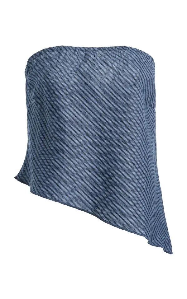DEIJI STUDIOS Striped Linen Top - Blue