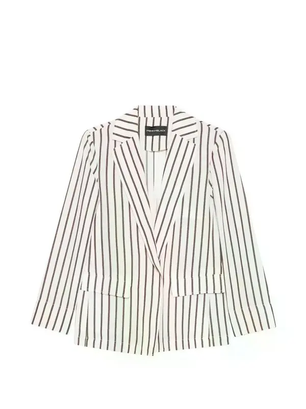 PENNYBLACK Striped Notched Lapel Blazer - Neutrals