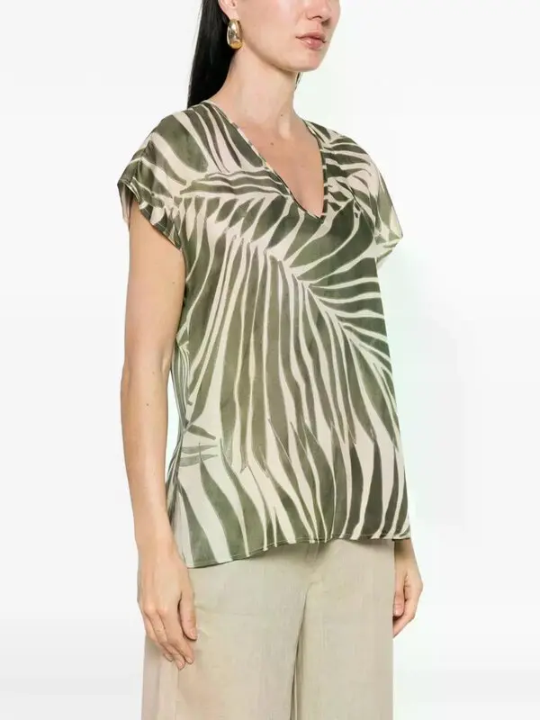 PENNYBLACK V-neck Printed Short Sleeve Top
