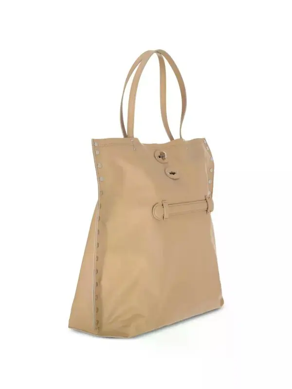 ZANELLATO Medium A'spasso Stud-embellished Leather Tote Bag - Brown
