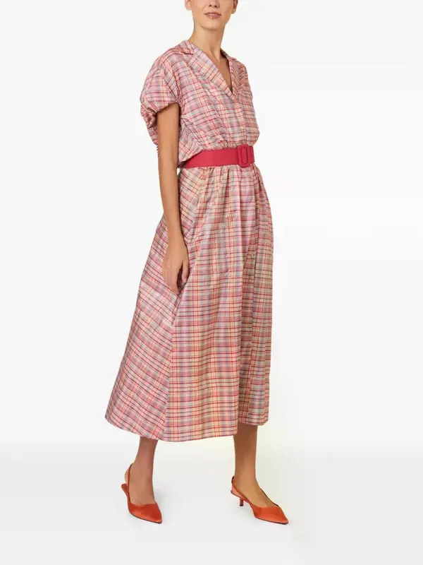 Rosie Assoulin Plaid Silk Belted Dress