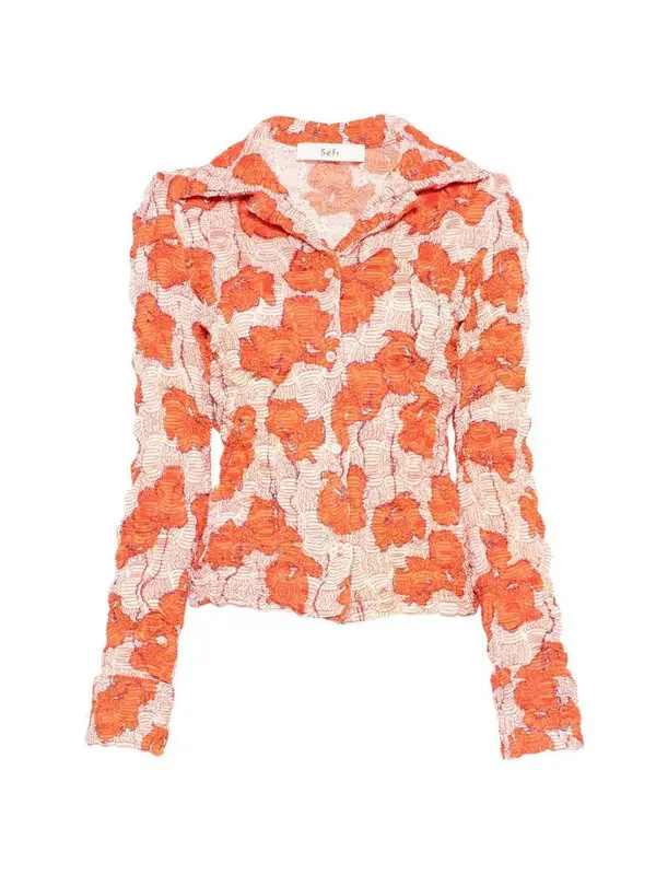 Séfr Erin Crinkled Floral Shirt - Orange