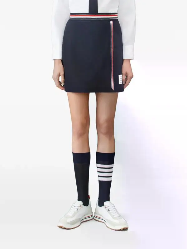Thom Browne Pique Rwb Trim Wrap Skirt