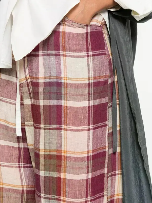 MARBELL Courtney Trousers In Linen Check - Red