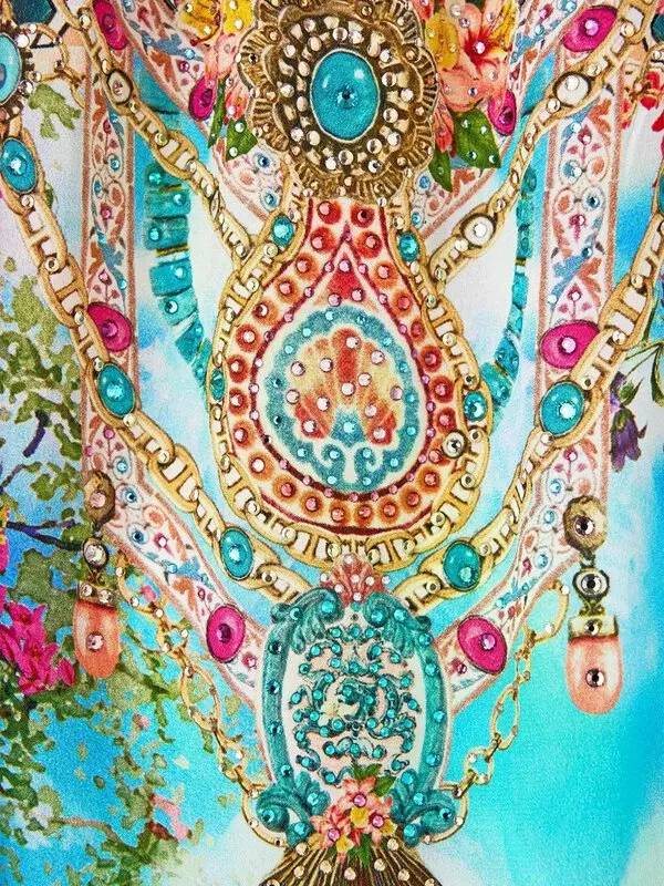 Camilla Mallorca Print Off-shoulder Kaftan