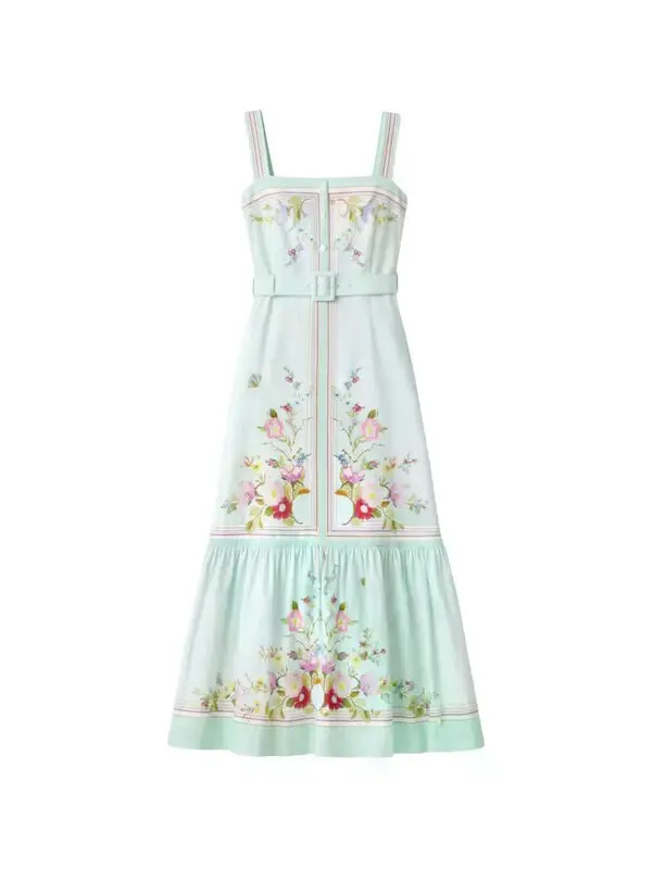 SELF-PORTRAIT Belted Floral Maxi Dress