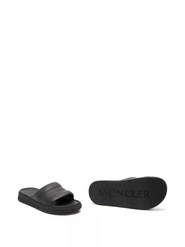 Moncler Embossed Logo Platform Slides - Black