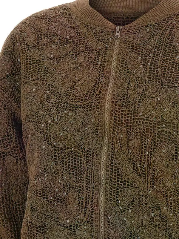 KANGRA Sequin Embroidered Bomber Jacket