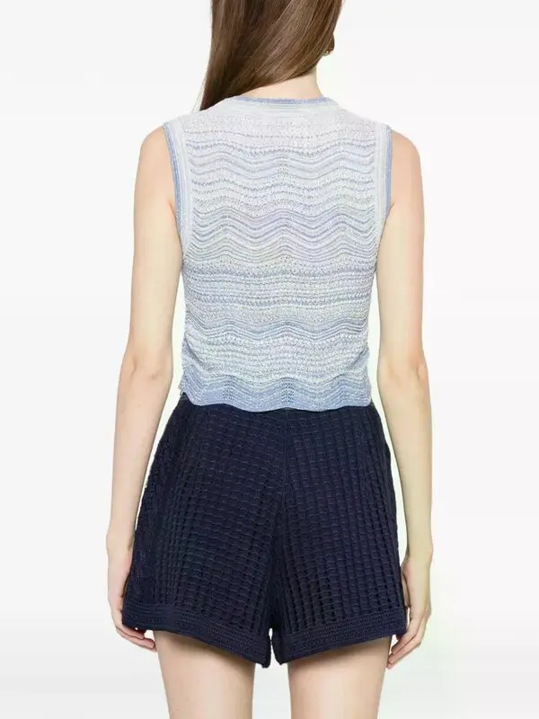 Sandro Patterned Knit Crop Top - Blue