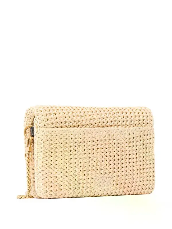 Pinko Raffia Bird-appliqué Shoulder Bag - Neutrals