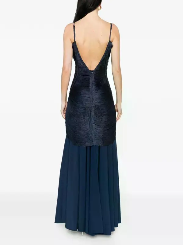 BLESS Nostalgia V-neck Maxi Dress - Blue