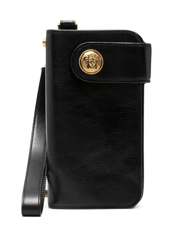 Versace Medusa Leather Clutch Bag - Black