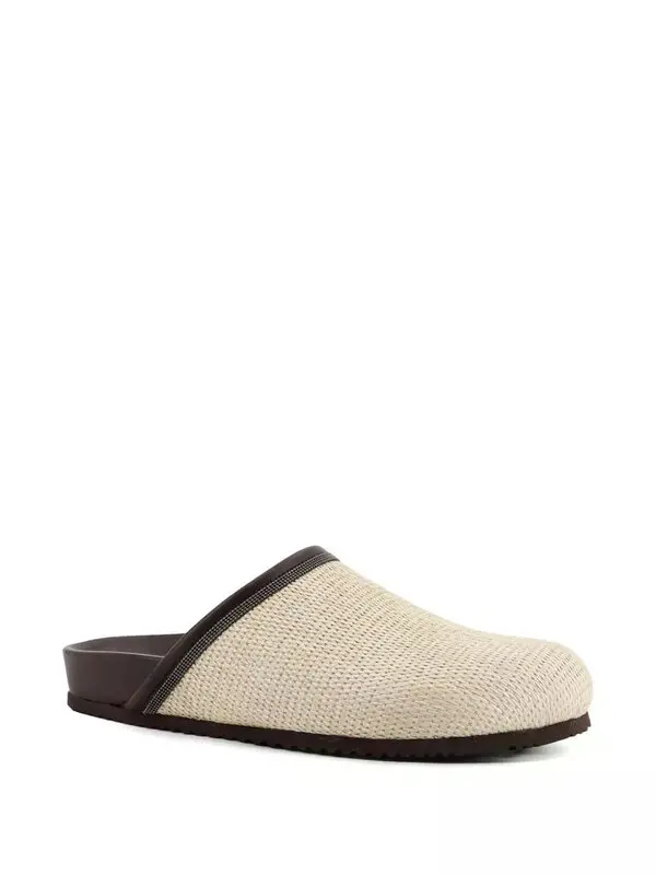 Brunello Cucinelli Raffia Woven Mules