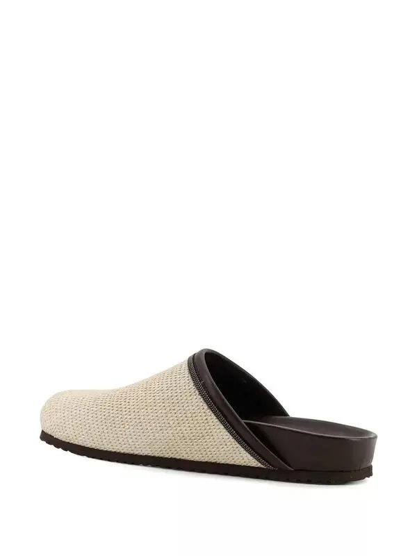 Brunello Cucinelli Raffia Woven Mules