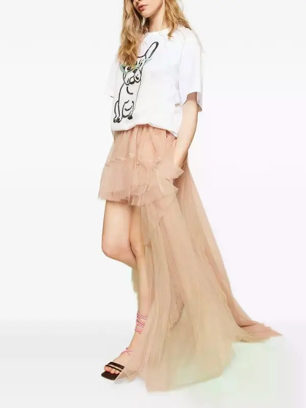 TWINSET Asymmetric Tulle Skirt With Layered Ruffles - Neutrals