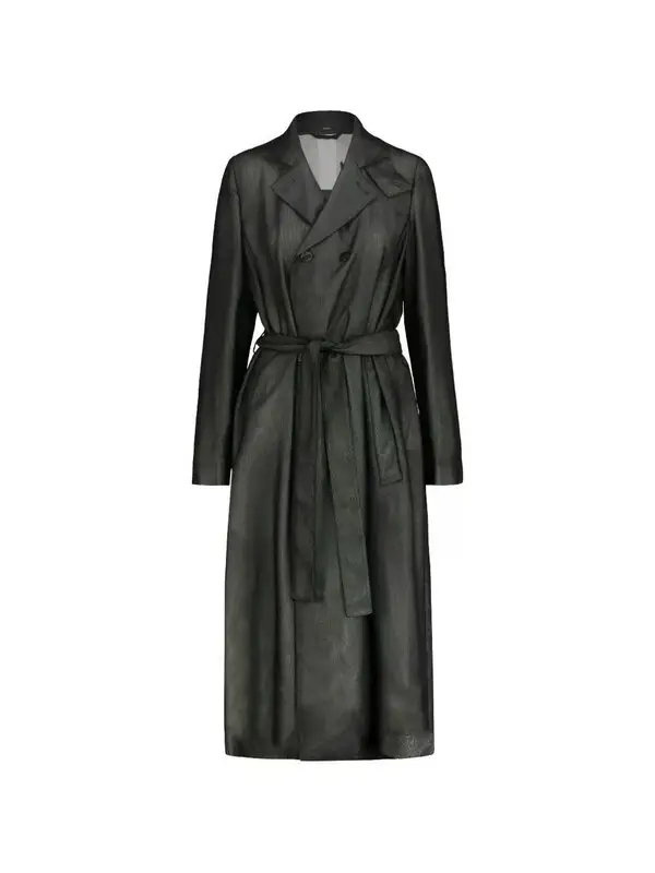 SAPIO Double-breasted Trench Coat - Black