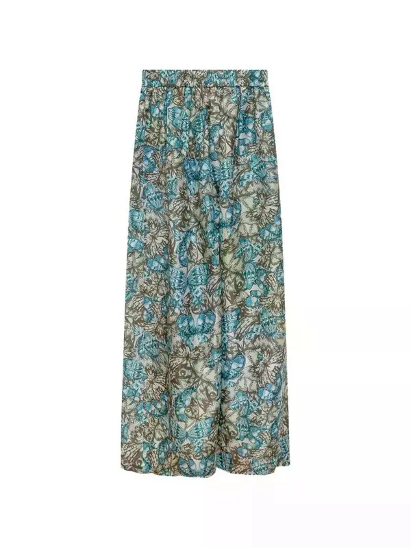 Momoni Butterfly Aspen Wide Leg Trousers - Blue