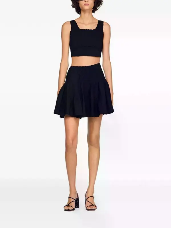 Sandro Mini Knit Godet Skirt