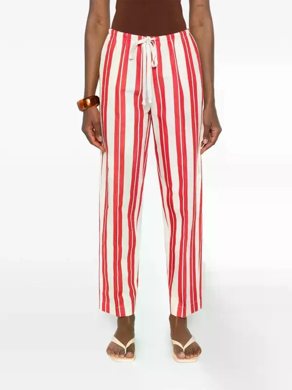 FORTE_FORTE Striped Drawstring Trousers - Red