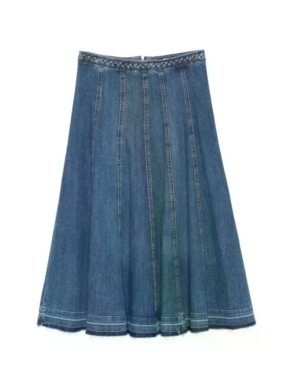 Liu Jo Braided Waistband A-line Midi Skirt - Blue