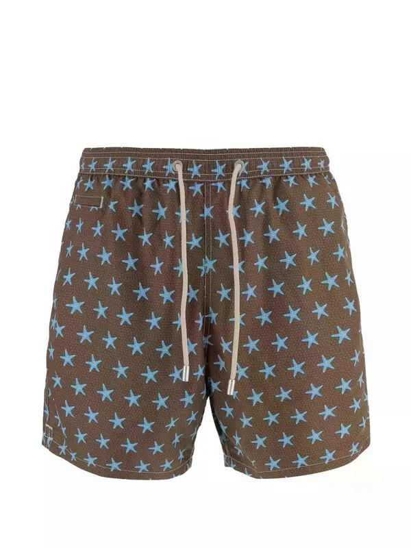 MC2 SAINT BARTH Star-print Swim Shorts - Brown