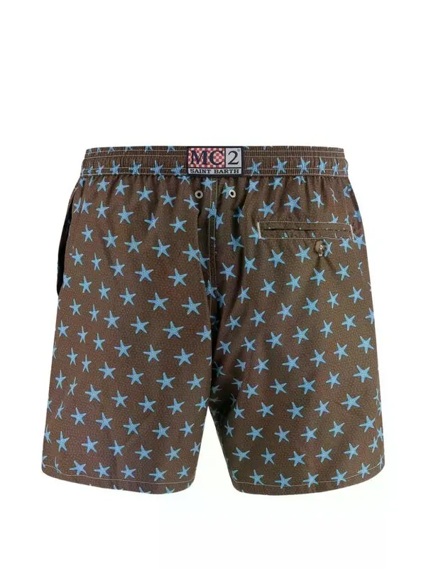 MC2 SAINT BARTH Star-print Swim Shorts - Brown