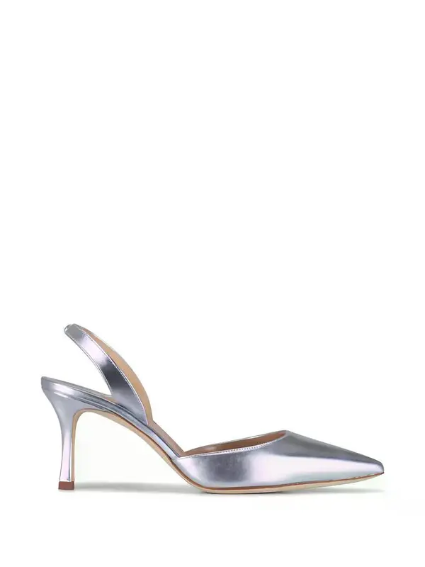 Manolo Blahnik Tone Pointed Toe Slingback Pumps - Silver