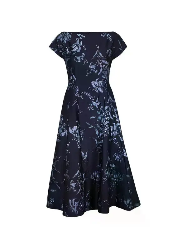 Lela Rose Floral Pattern A-line Midi Dress
