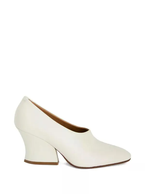 JIL SANDER Block Heel Round-toe Pumps - White