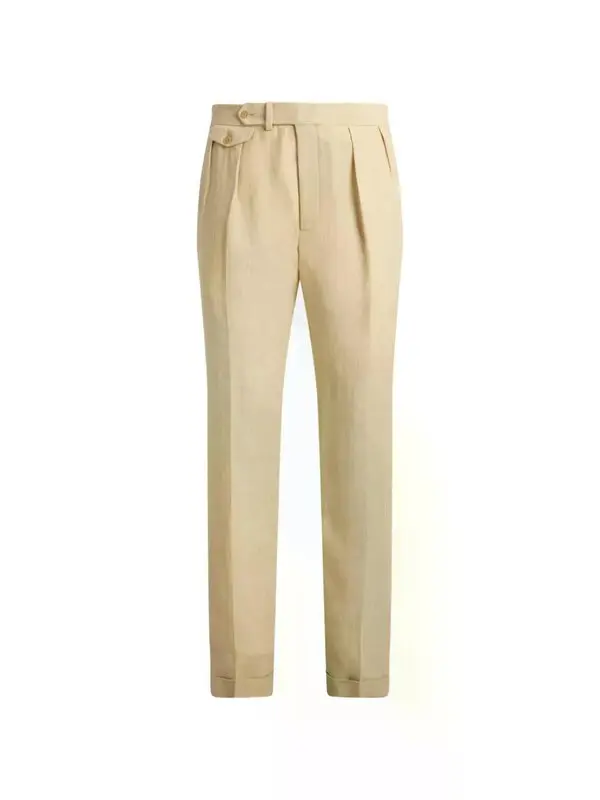 Ralph Lauren Purple Label Gregory Flat-front Linen Trousers - Neutrals