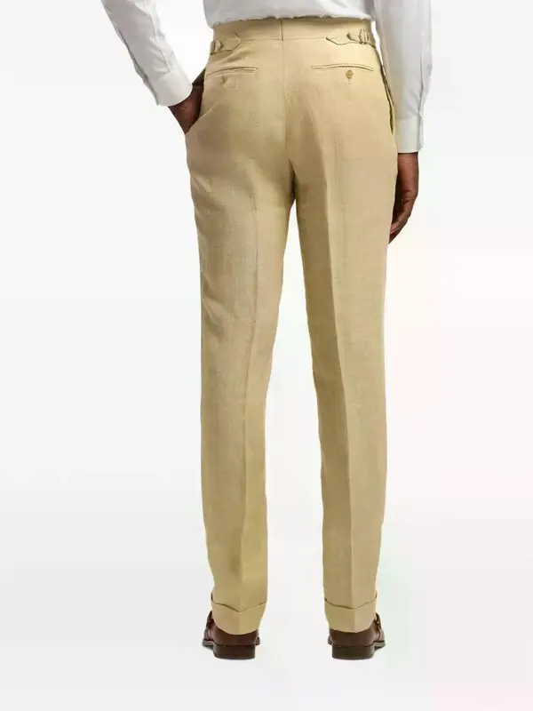 Ralph Lauren Purple Label Gregory Flat-front Linen Trousers