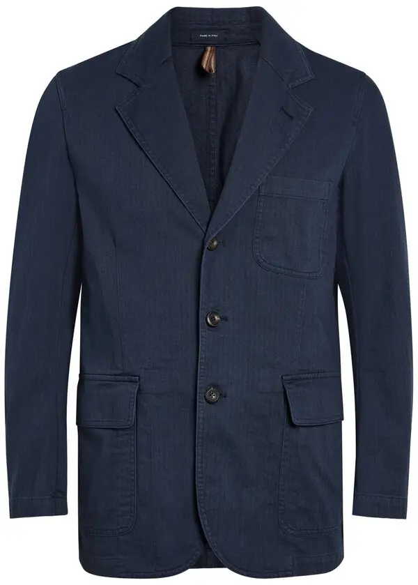 DRAKE'S Herringbone Cotton-twill Blazer