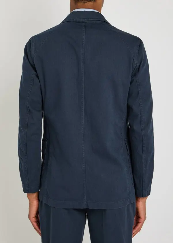 DRAKE'S Herringbone Cotton-twill Blazer