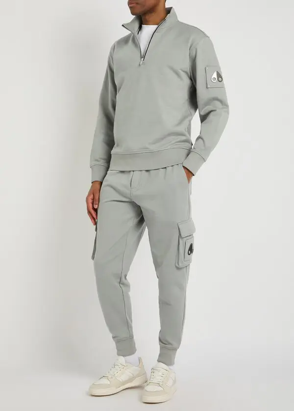 Moose Knuckles Hartsfield Tapered-leg Cotton Cargo Sweatpants - Grey