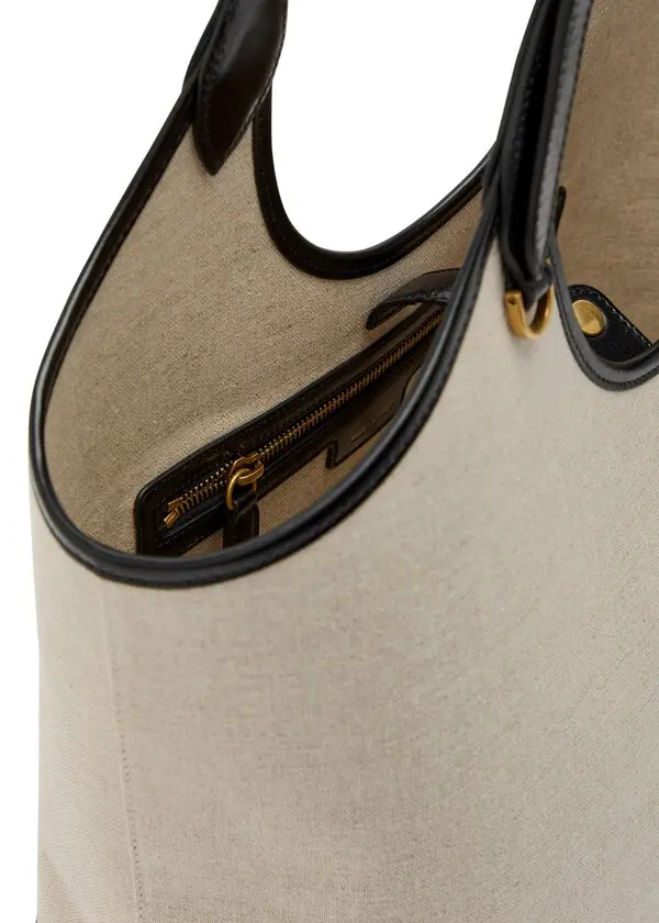 Versace Large Leather And Canvas Tote Bag - Black