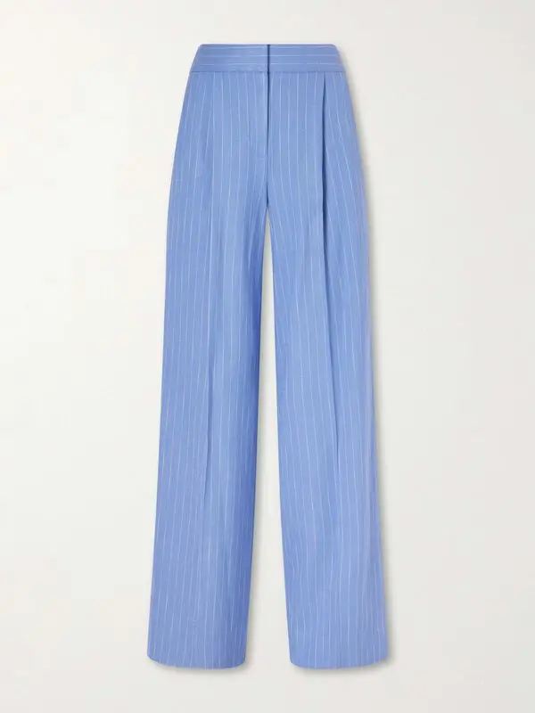 Veronica Beard Heyser Pinstriped Canvas Wide-leg Trousers