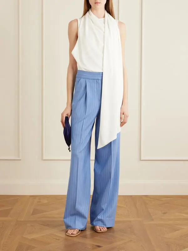 Veronica Beard Heyser Pinstriped Canvas Wide-leg Trousers