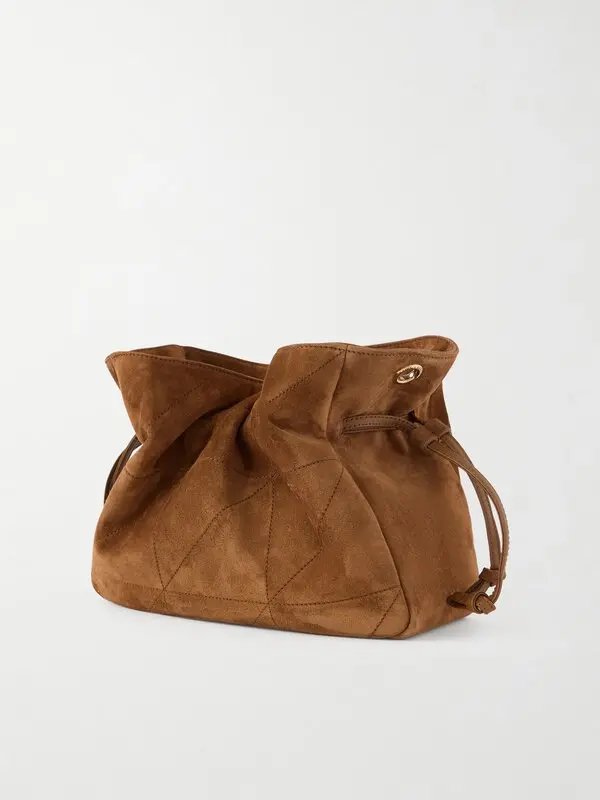 Saint Laurent Jamie Quilted Suede Shoulder Bag - Brown