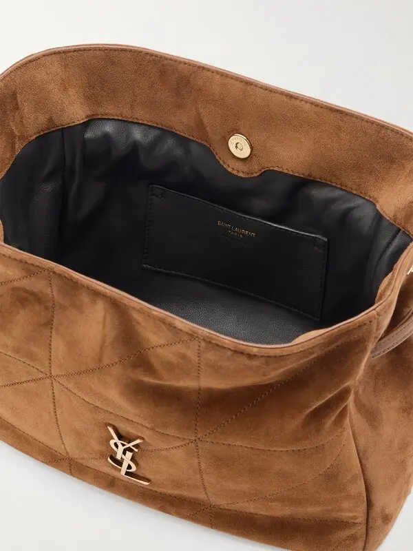 Saint Laurent Jamie Quilted Suede Shoulder Bag - Brown