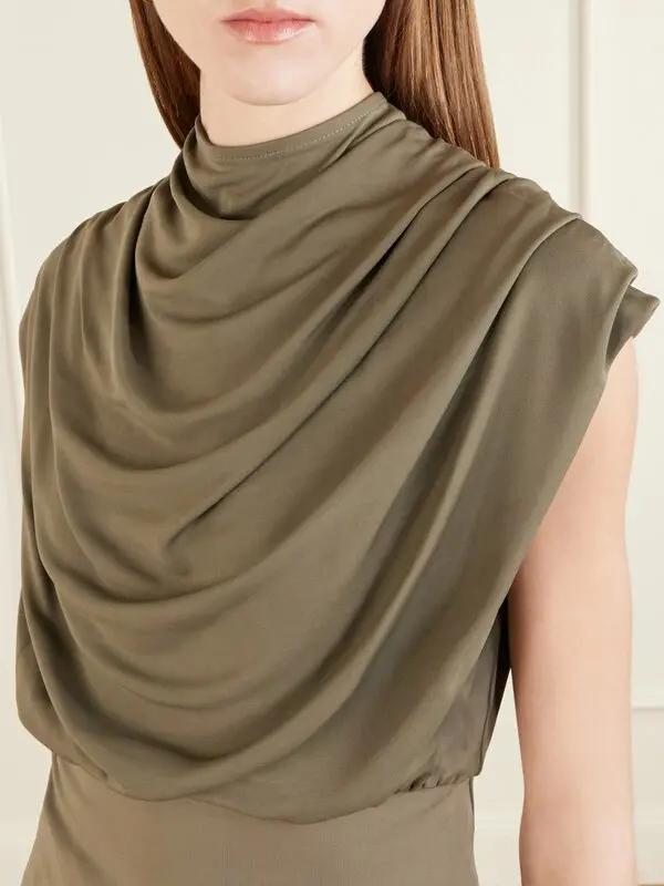 KALLMEYER Jocelyn Gathered Draped Jersey Top - Green