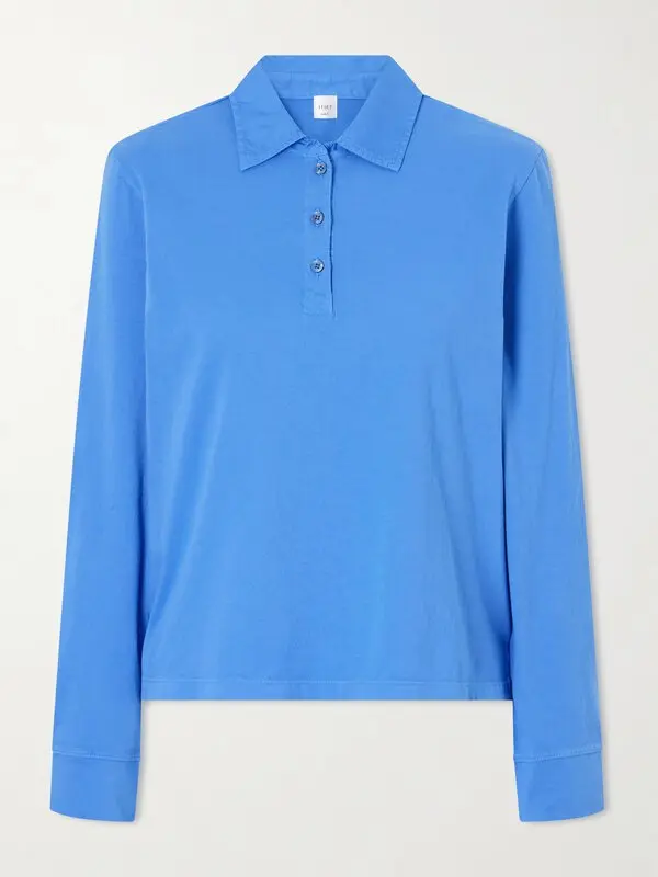 LESET Margo Cotton-jersey Polo Shirt - Blue