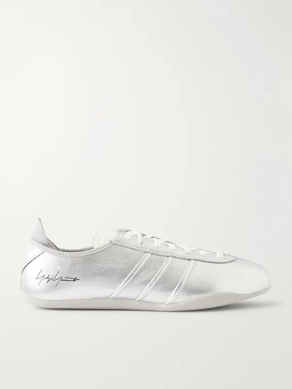 ADIDAS ORIGINALS Y-3 Tokyo Metallic Leather Sneakers - Silver