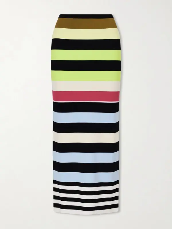 Christopher John Rogers Striped Double-knit Maxi Skirt - Multi