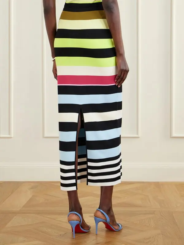 Christopher John Rogers Striped Double-knit Maxi Skirt - Multi