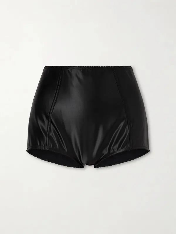 Dolce & Gabbana Satin High-waisted Micro Shorts - Black
