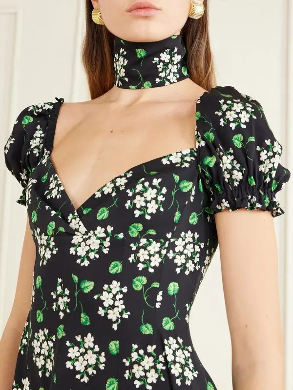 Dolce & Gabbana Floral Silk Blend Puff Sleeve Mini Dress